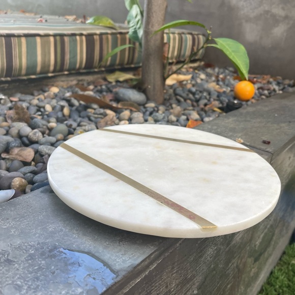 bidk home | Dining | Bidk Home Med Marble Plate Wbrass Inlay White ...